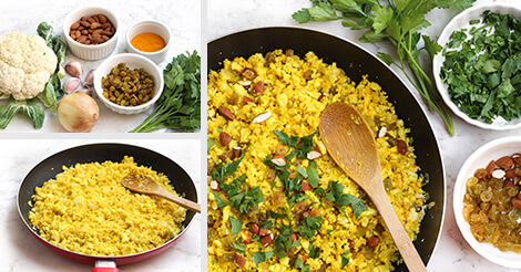 Turmeric Cauliflower Rice Pilaf Recipe | Vegan, Paleo